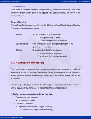 Advantages and types of prestressing | PDF