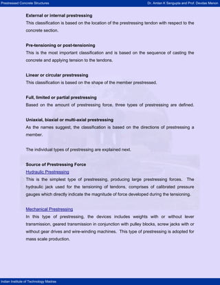 Advantages and types of prestressing | PDF