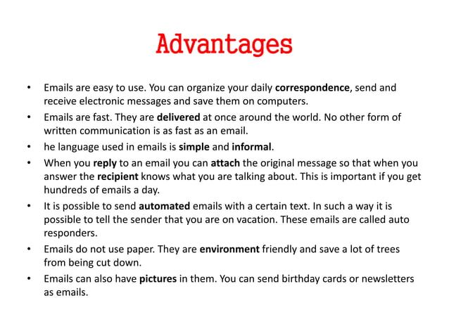 Advantages & Disadvantages of Email | PPTX