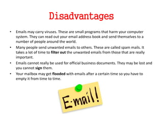 Advantages & Disadvantages of Email | PPTX