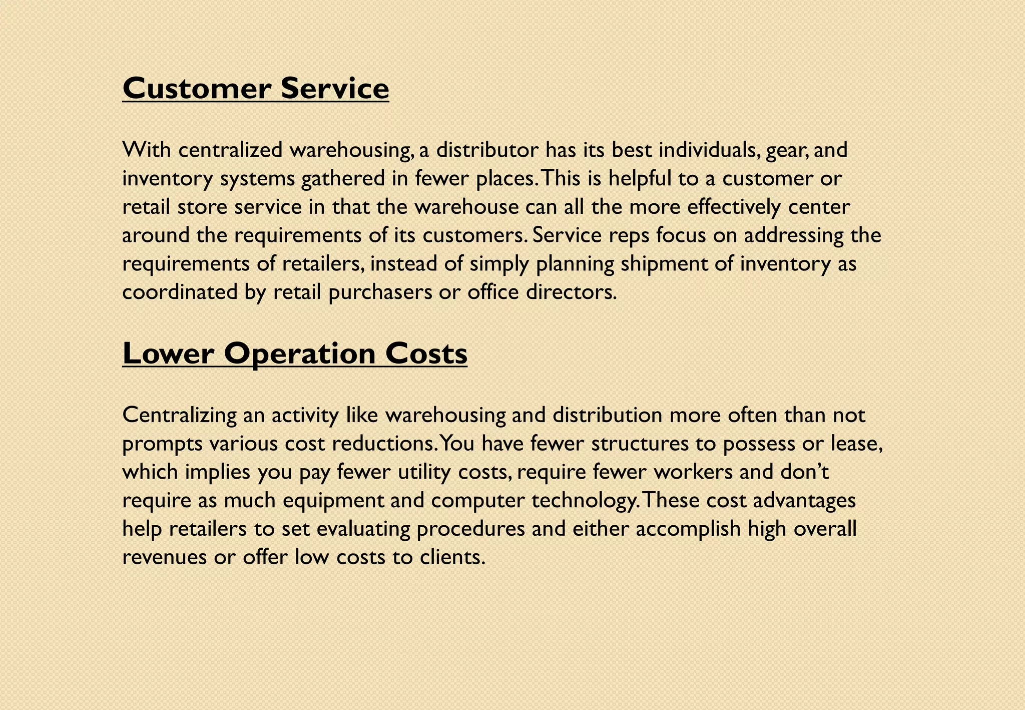 Advantages of a centralized warehouse | PDF