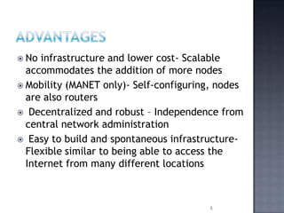 Advantages of ad hoc sensor network, driving application | PPTX