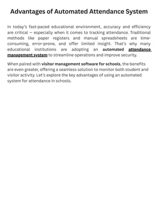 Advantages of Automated Attendance System | PDF