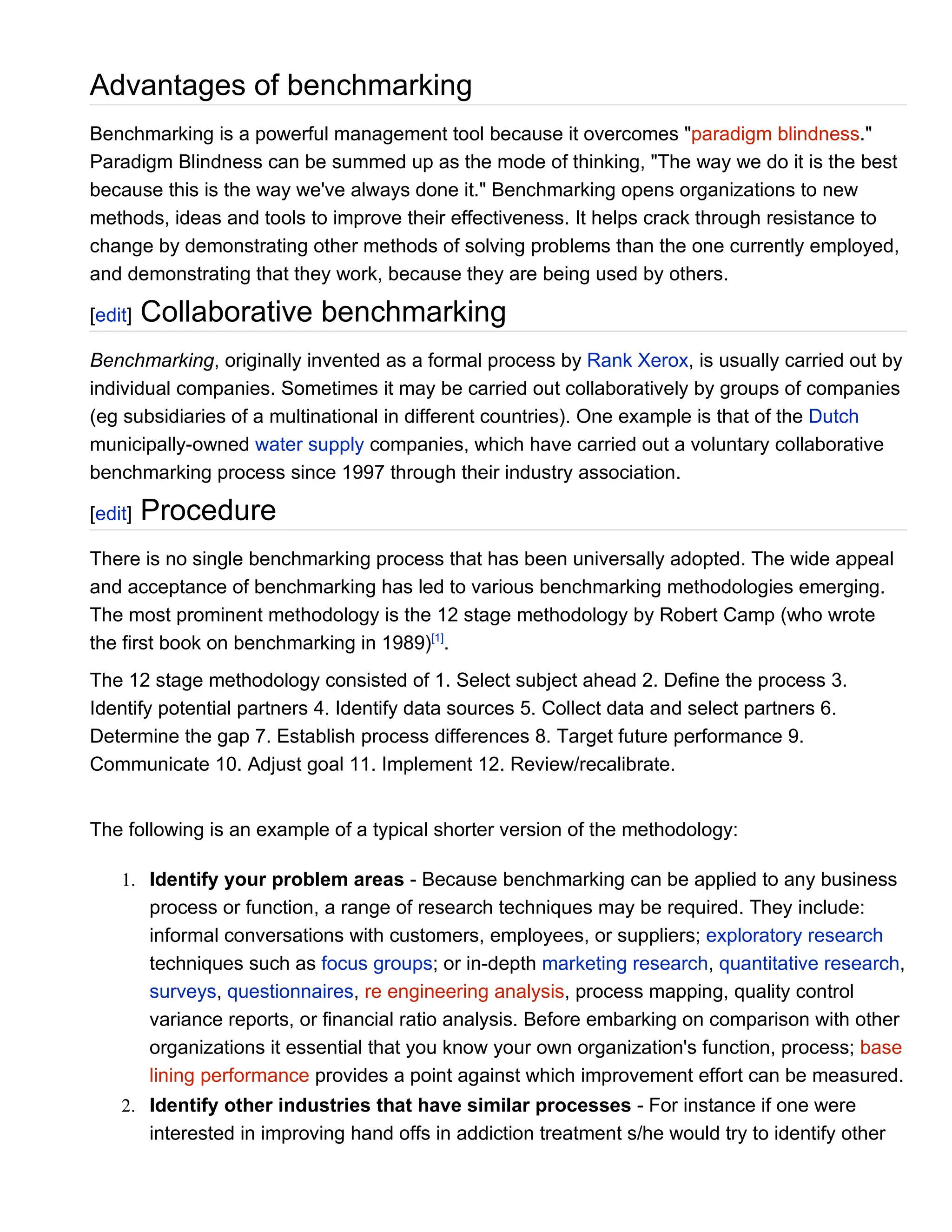 Advantages Of Benchmarking | DOC