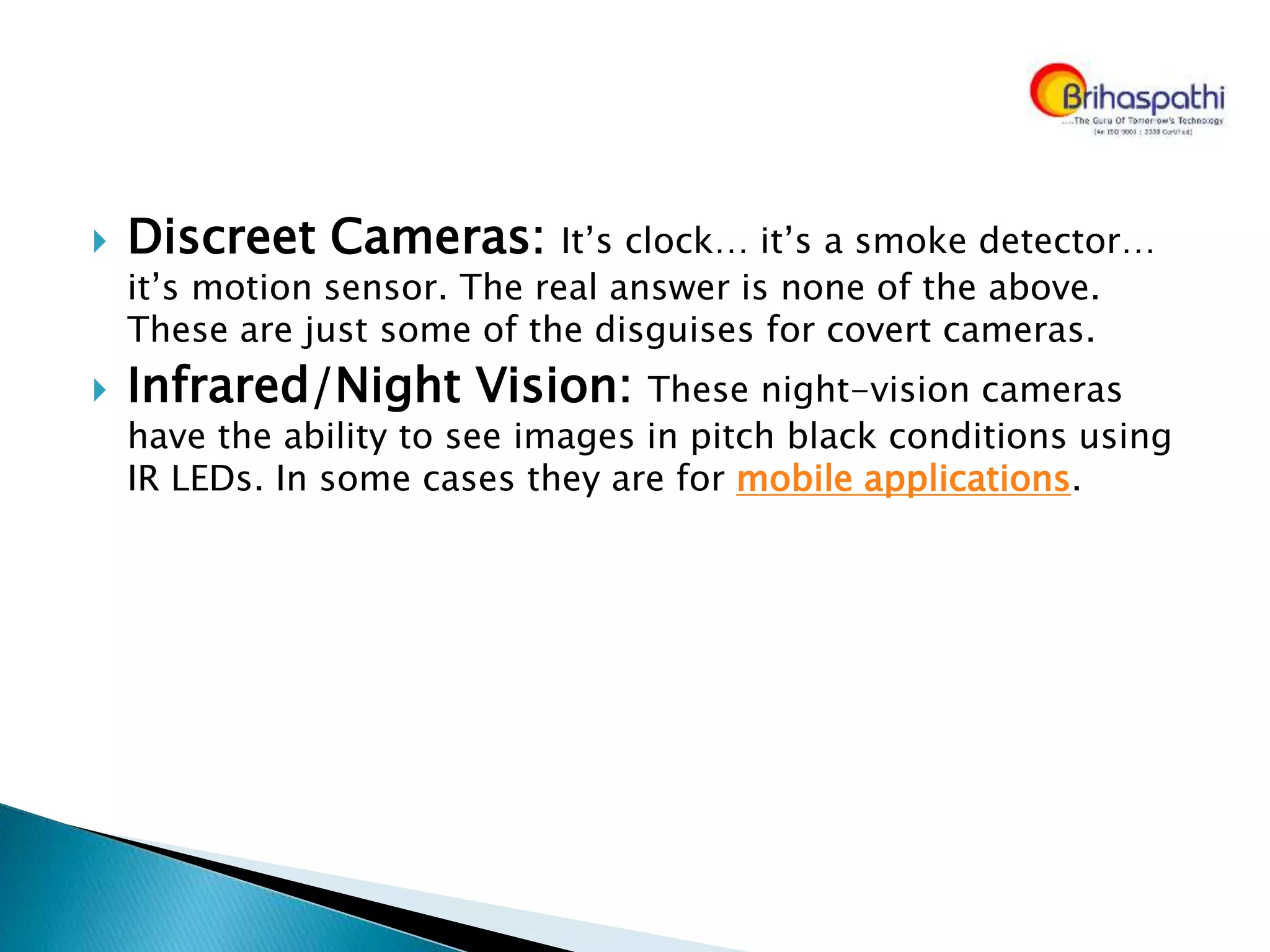 Advantages of cctv camera | PPTX | Cameras and Camcorders | Consumer Electronics