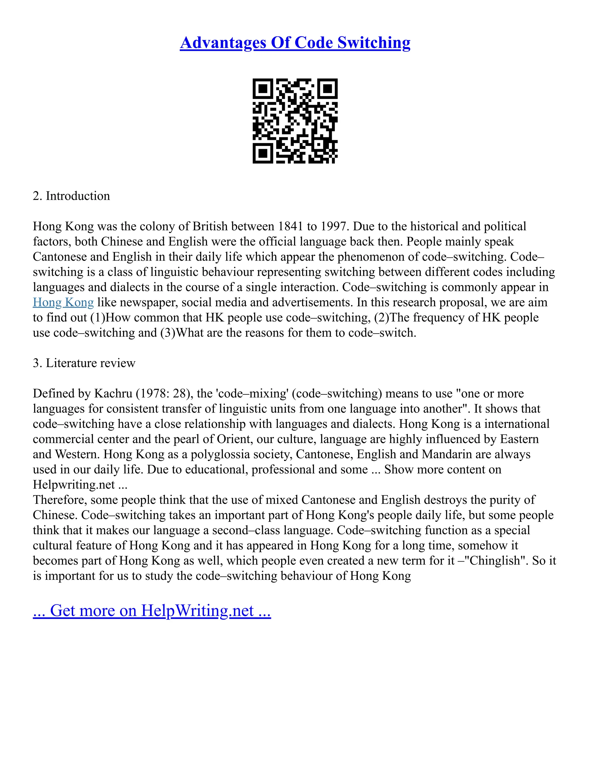 Advantages Of Code Switching | PDF