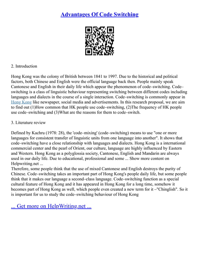 Advantages Of Code Switching | PDF