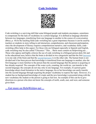 Advantages Of Code Switching | PDF