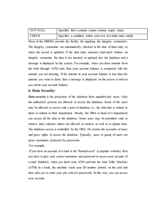 Advantages of database management system | DOCX | Databases | Computer ...