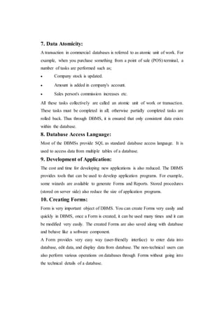 Advantages of database management system | DOCX