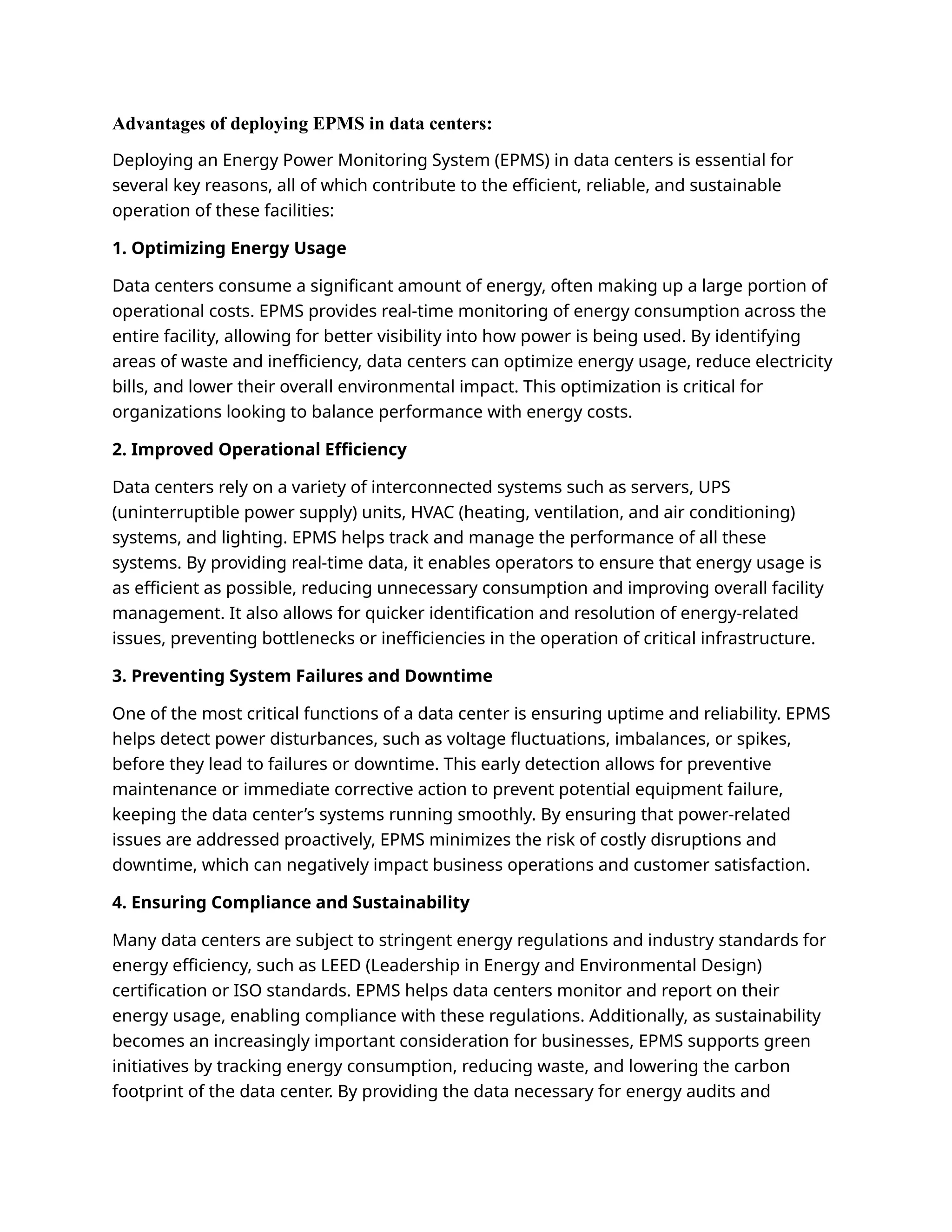 Advantages of deploying EPMS in data centers | DOCX