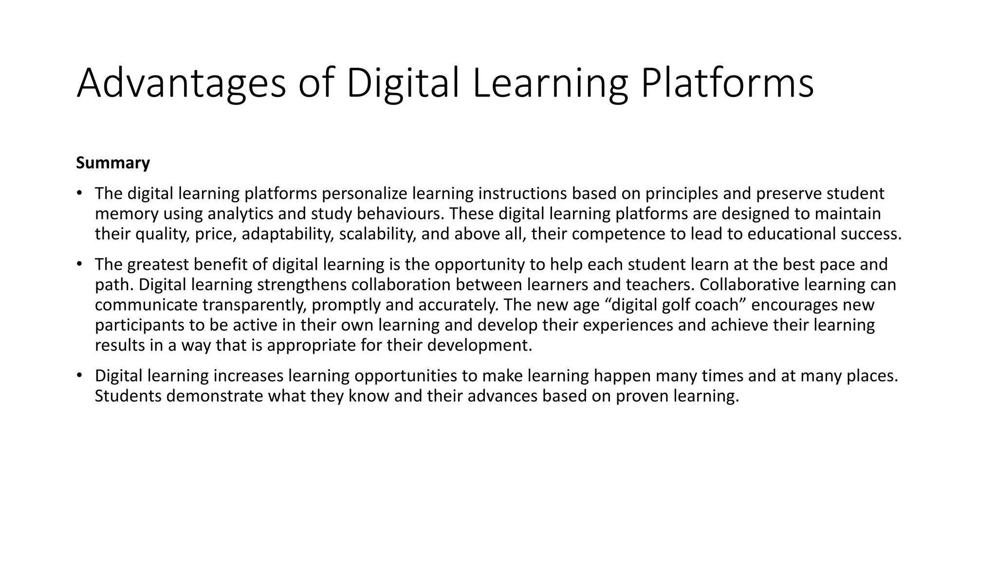 Advantages of digital learning platforms | PPT