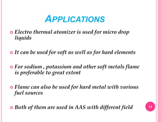 Advantages of electrothremal atomizer over flame | PPTX