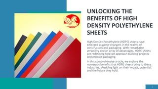 Advantages of hdpe sheets in construction and packaging industry | PPT