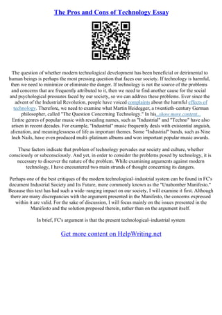 Advantages Of Modern Technology Essay | PDF | Agriculture | Industries