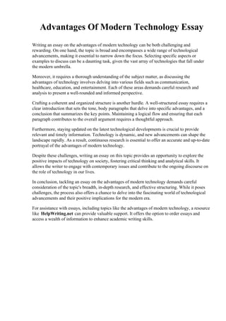 Advantages Of Modern Technology Essay.pdf
