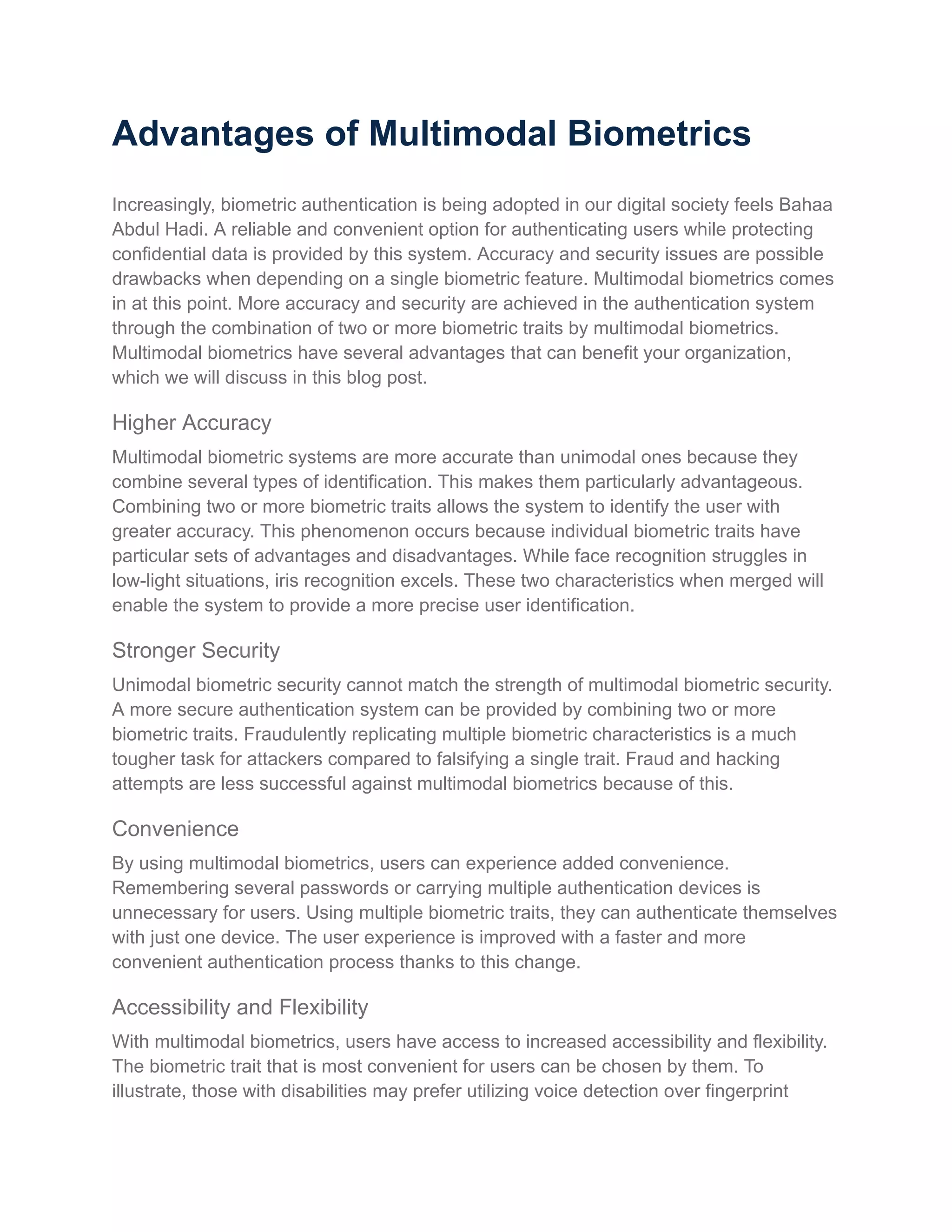 Advantages Of Multimodal Biometricspdf 