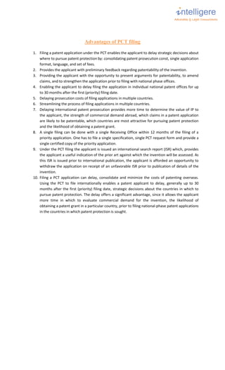 Advantages of pct filing | PDF