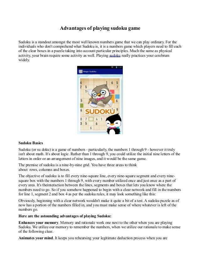 Advantages Of Playing Sudoku Game advantages-of-playing-sudoku-game