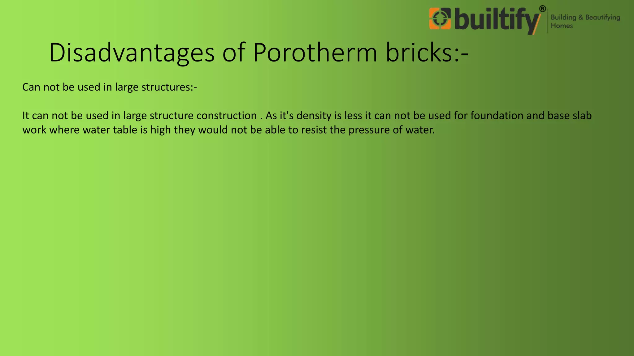 Advantages and Disadvantages of Porotherm Bricks | PPTX