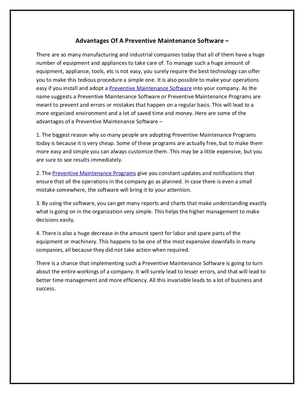 Advantages Of Preventive Maintenance Programs advantages-of-preventive-maintenance-programs