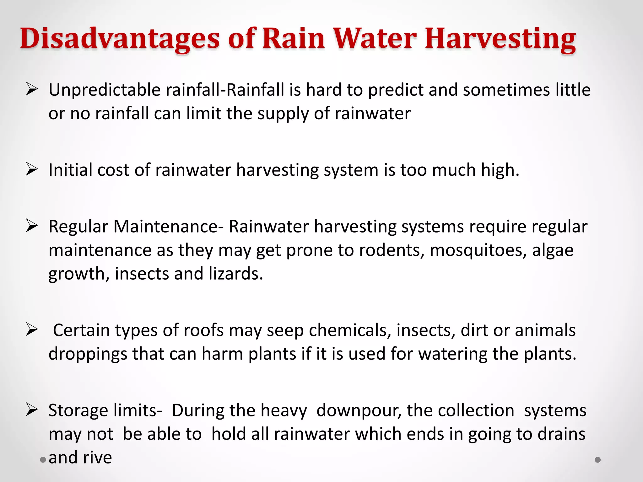 Advantages of rainwater harvesting | PPTX