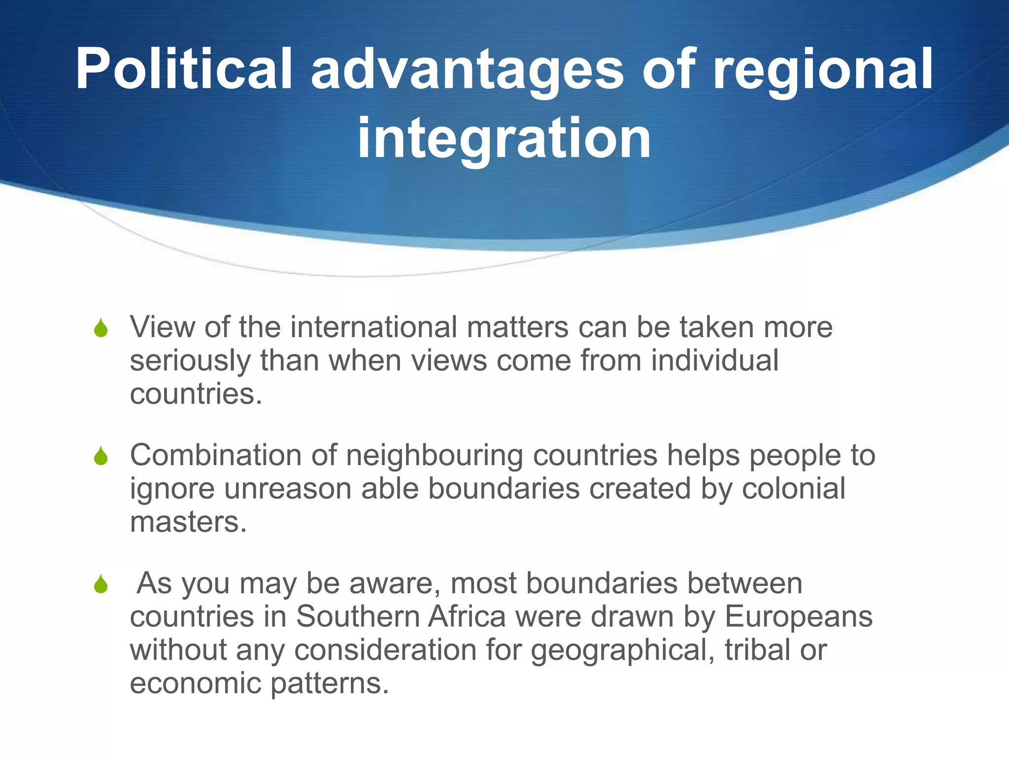 Advantages of Regional Intergration | PPTX