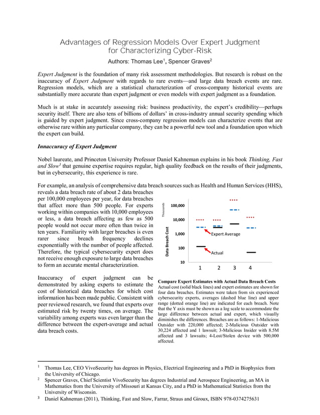 Advantages of Regression Models Over Expert Judgement for ...