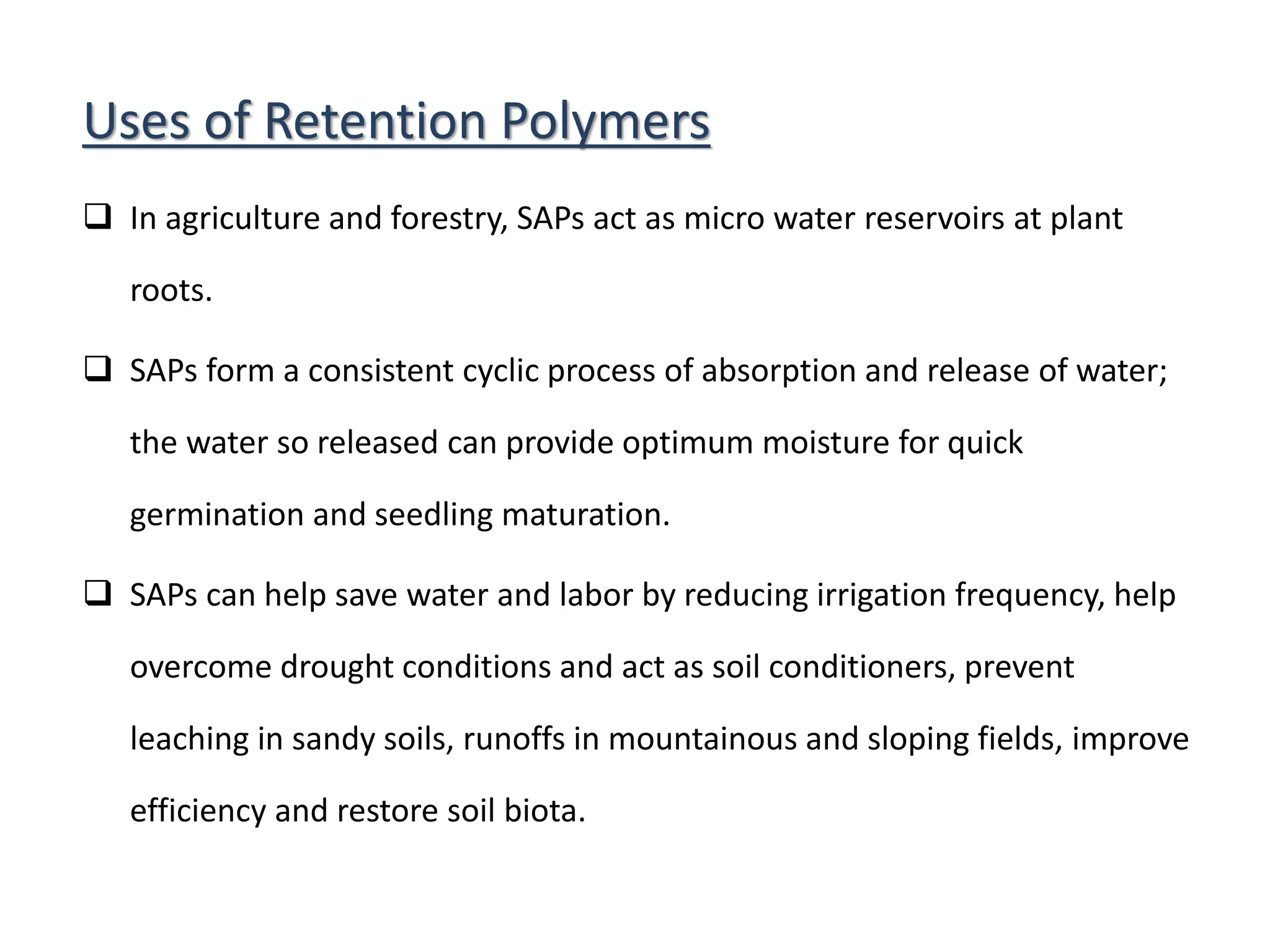 Advantages of super absorbent polymer | PDF