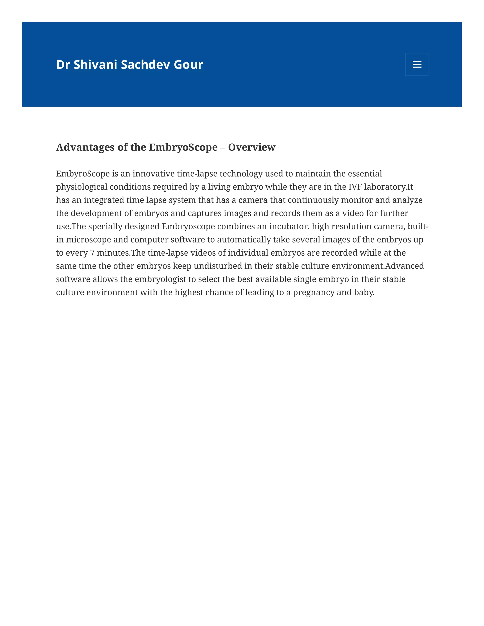 Advantages of the EmbryoScope - Overview | PDF