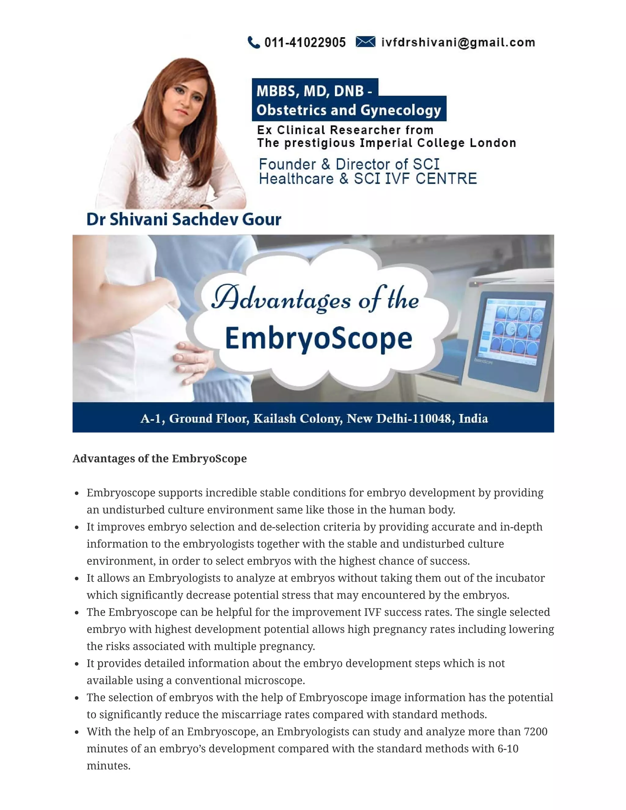 Advantages of the EmbryoScope - Overview | PDF