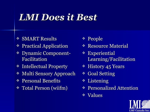 Advantages Of The Lmi Process | PPS