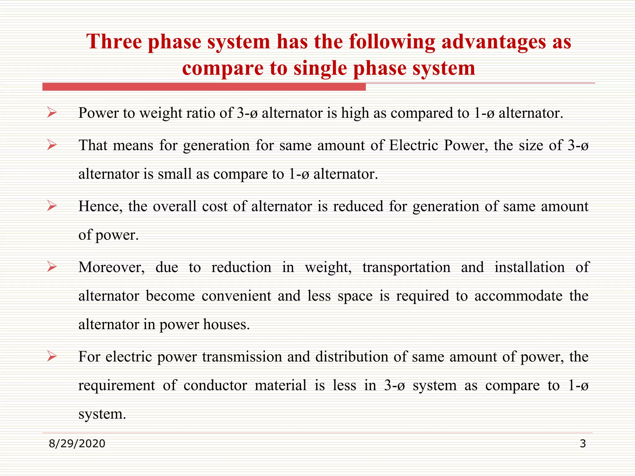 Advantages of three phase system over single phase system | PPT