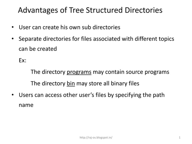 Advantages of tree structured directories(56(1) | PPT