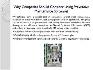 Advantages of Using Preventative Maintenance Software | PPT