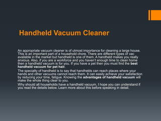 Advantages of vacuum cleaner in points | PPTX | Home Appliances | Home ...