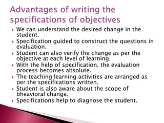 Advantages of writing specifications of objectives...... | PPTX