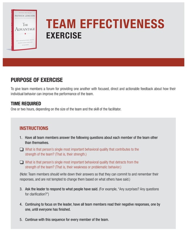 Advantage teameffectiveness exercise(8) | PDF