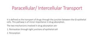 Drug Absorption from the Gastrointestinal Tract | PPTX