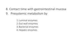 Drug Absorption from the Gastrointestinal Tract | PPTX