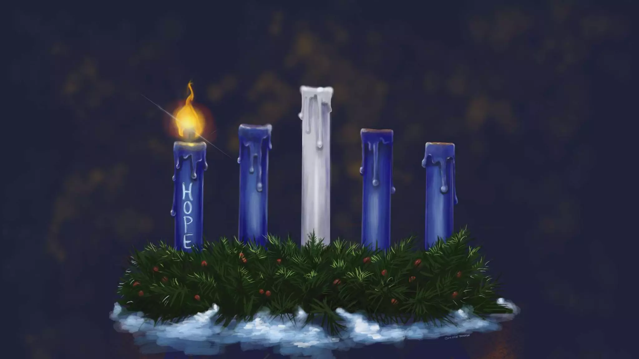 A Virtual Advent Wreath with Candles | PPTX