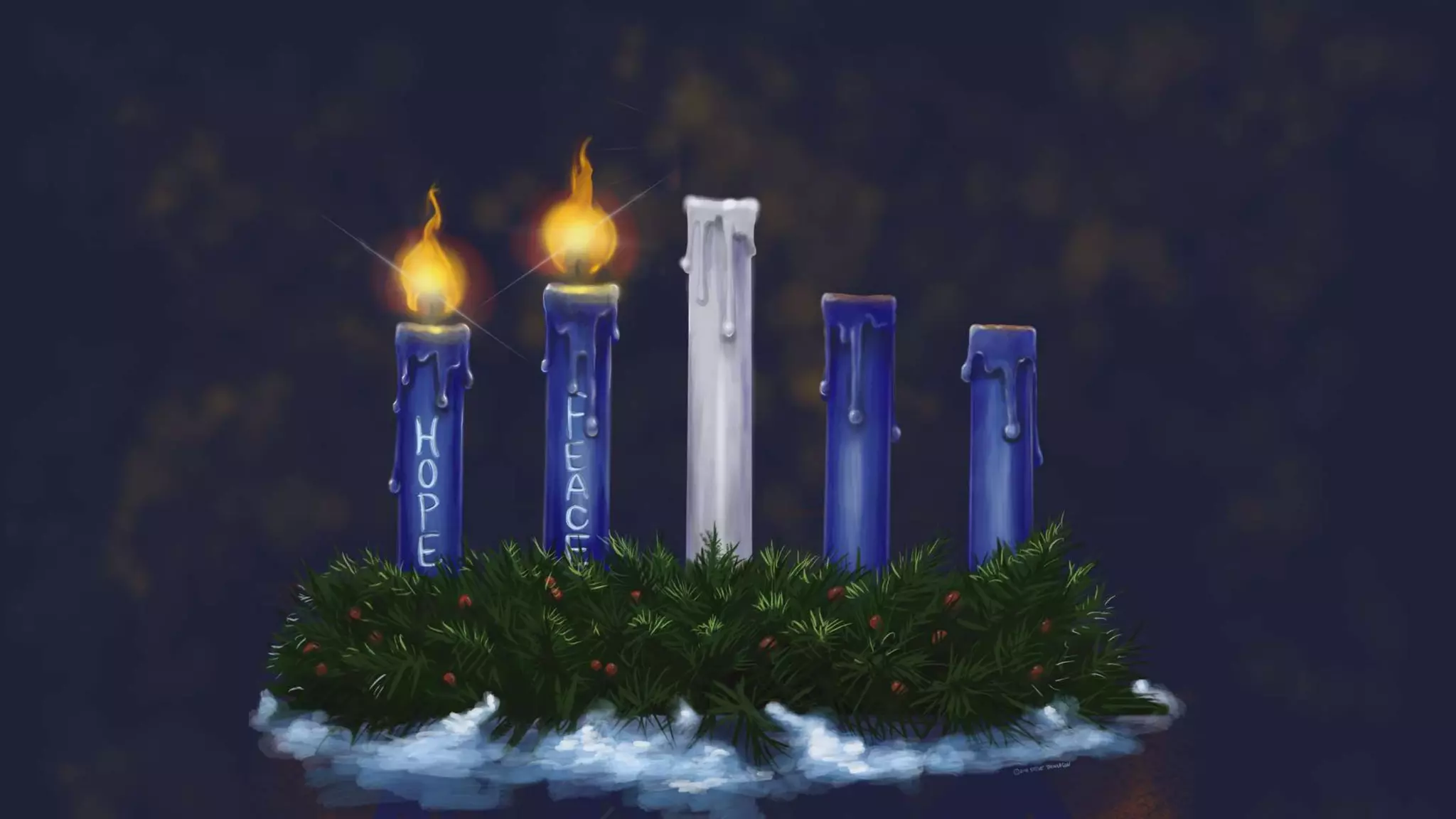 A Virtual Advent Wreath with Candles | PPTX