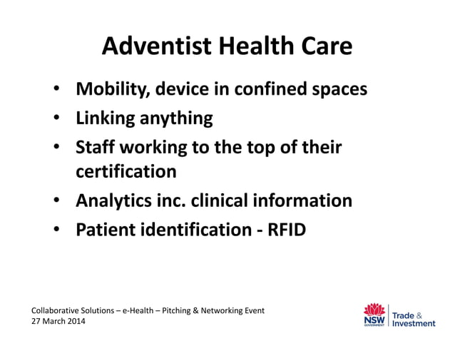 Collaborative Solutions eHealth Event - Adventist Healthcare | PPT