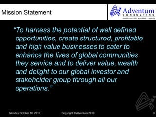 Adventum Service deck | PPTX | Management Consulting Industry | Industries