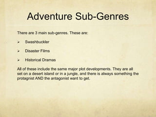 Adventure genre analysis - A Level Media | PPTX | Western | Genres