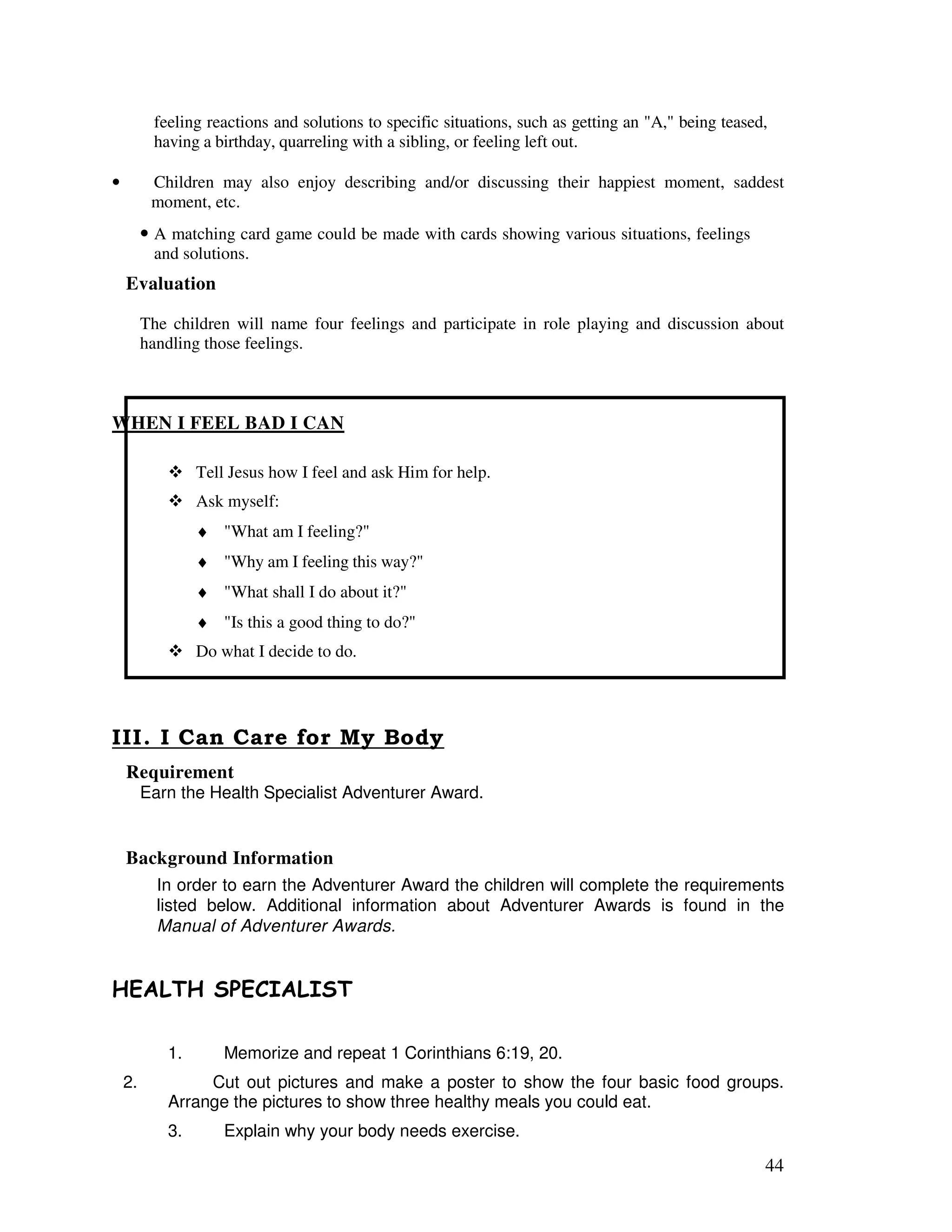 Adventurer teachers resources manual | PDF