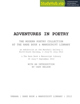 Adventures In Poetry The Modern Poetry Collection At The Rare Book ...