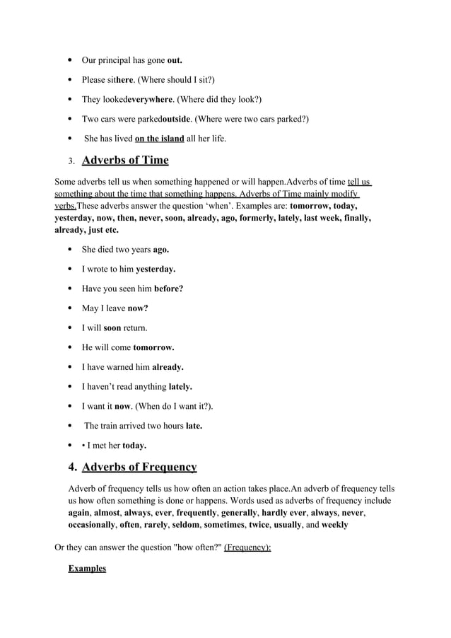 ADVERB Adverbs are words that modify a verb. (Add + verbs). | PDF