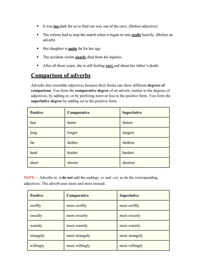 ADVERB Adverbs are words that modify a verb. (Add + verbs). | PDF