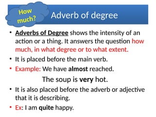 Grammar lesson on Adverb and Its types ( including exercise) | PPTX